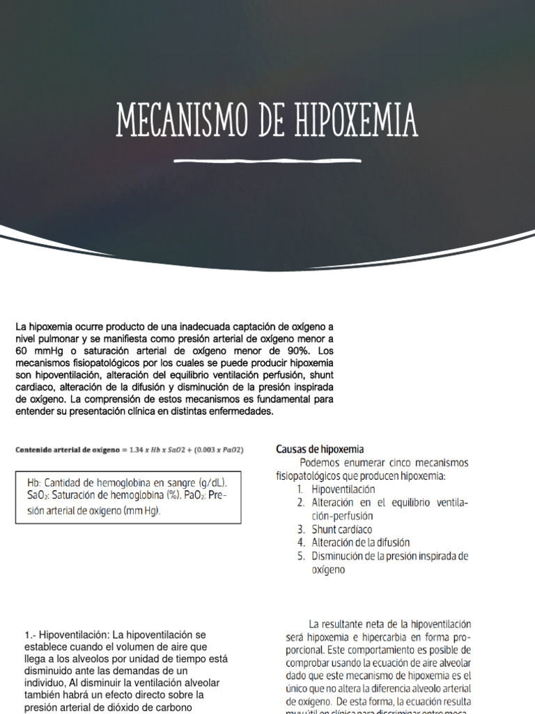Mecanismo de hipoxemia | PDF | Difusión | Pulmón