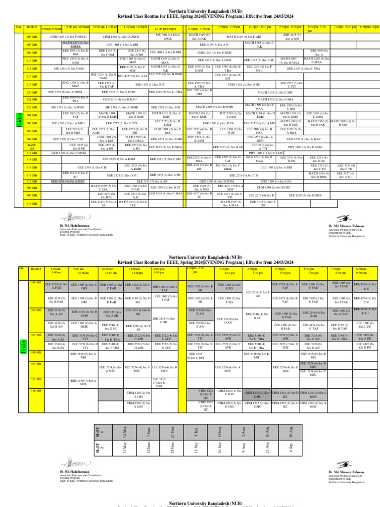 EEEE SUMMER 2024 Class Routine | PDF | Bangladesh
