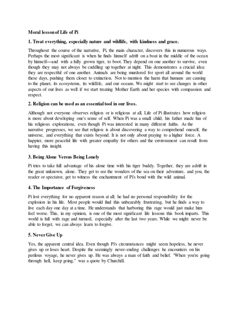 Moral Lesson of Life of Pi | PDF | Morality | Narrative
