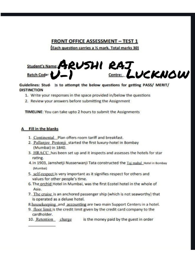Arushi Raj Front Office | PDF