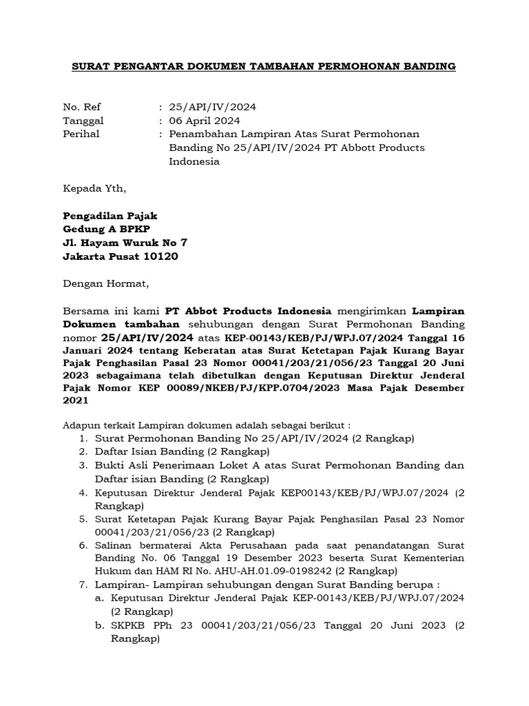 Contoh Surat Pengantar API | PDF | Hukum | Teknologi & Rekayasa