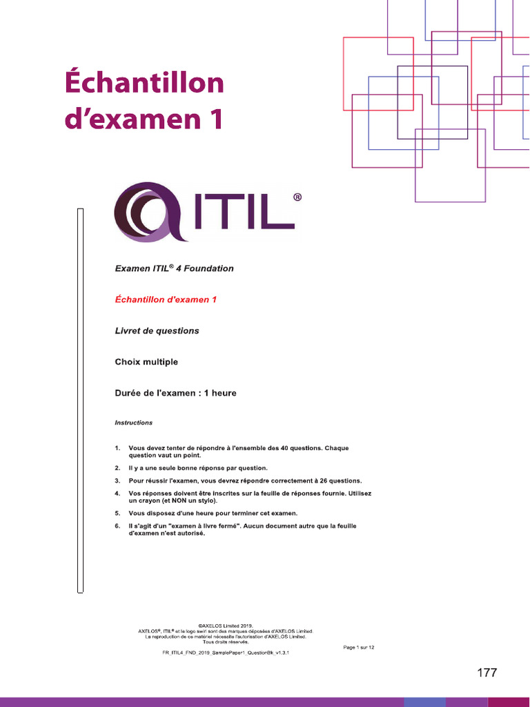 ITIL V4 Examen 1 + Correction | PDF