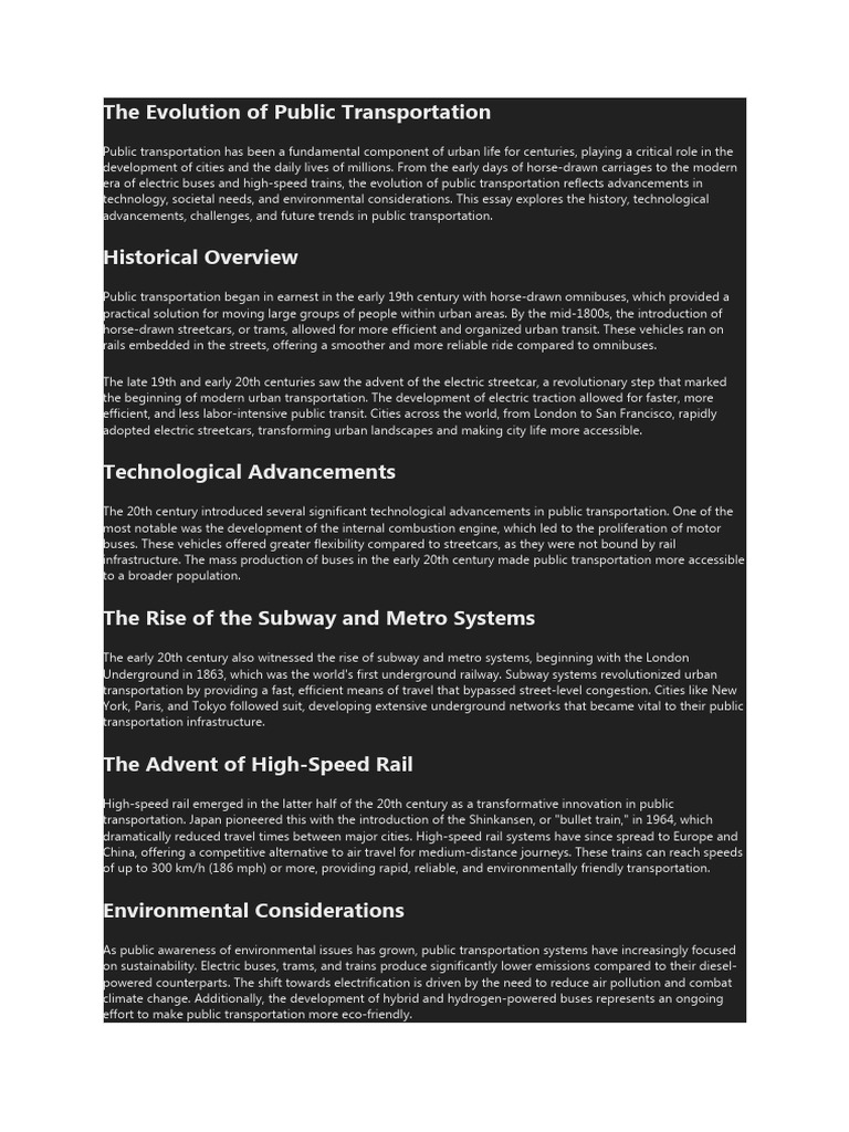 The Evolution of Public Transportation | PDF | Public Transport | Transport