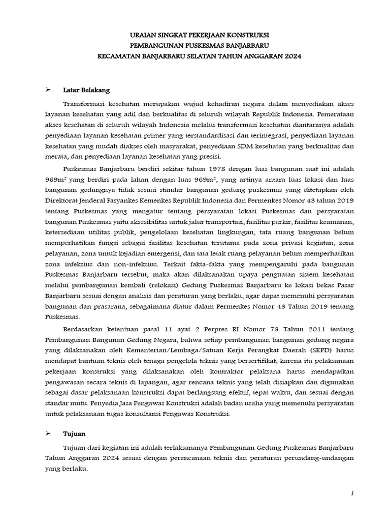 Uraian Singkat Perkerjaan UPLOAD | PDF Uraian Singkat Perkerjaan UPLOAD | PDF