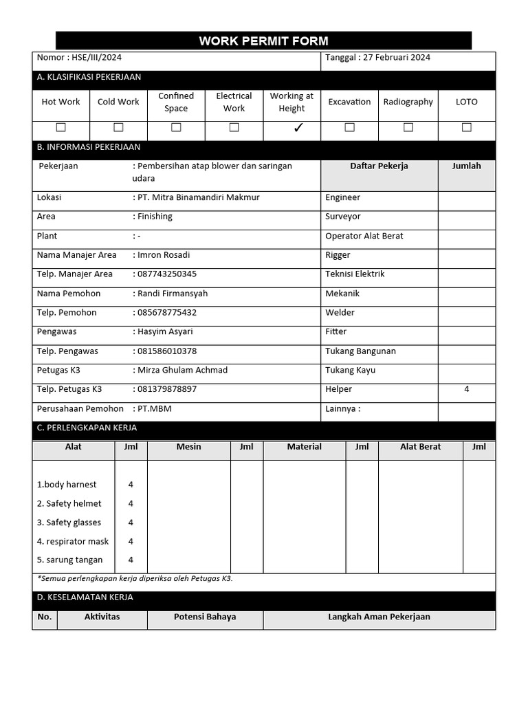 Form Work Permit | PDF