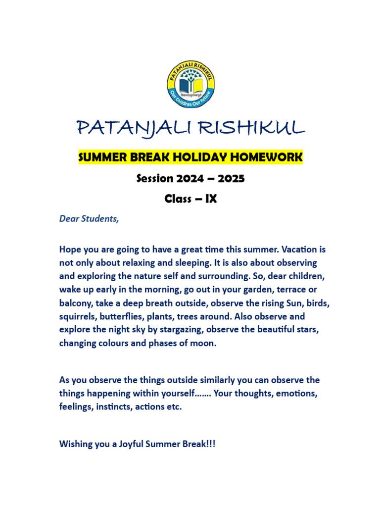 Holiday Homework Class 9-24-25 | PDF | Microsoft Power Point | Science