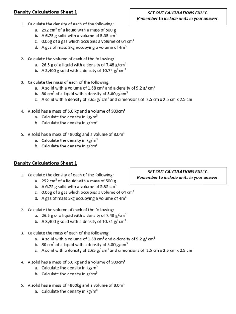 Q Density Calculations 1 IWA | PDF | Home & Garden | Technology & Engineering