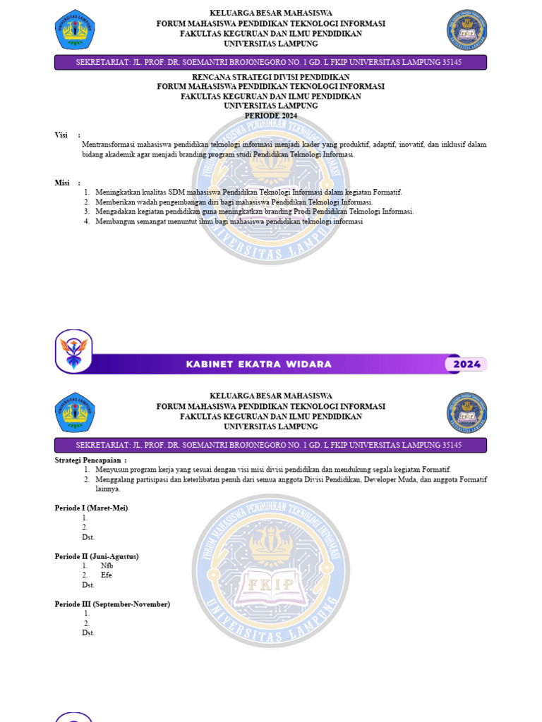 Renstra Divisi Pendidikan 2024 | PDF