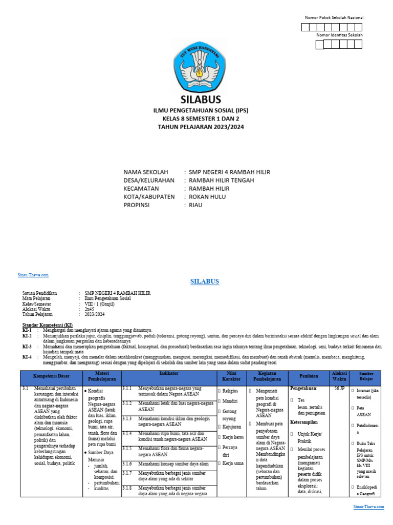 Silabus IPS Kelas 8 | PDF
