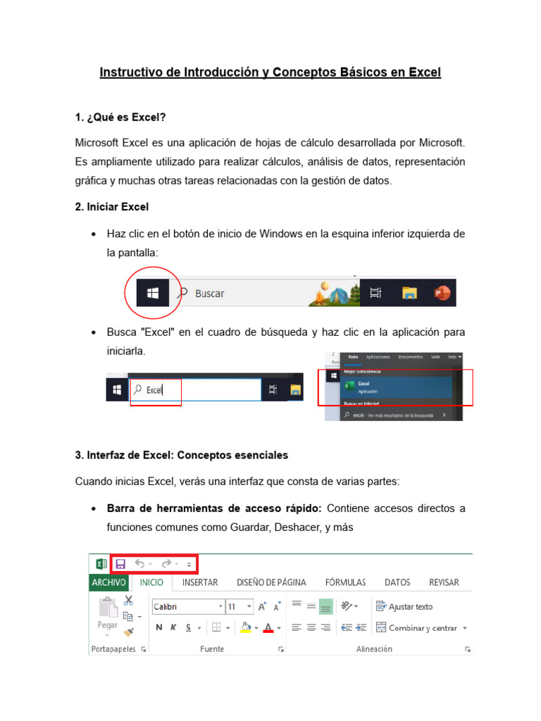 Instructivo de Introducción y Conceptos Básicos en Excel | Descargar gratis PDF | Microsoft ...