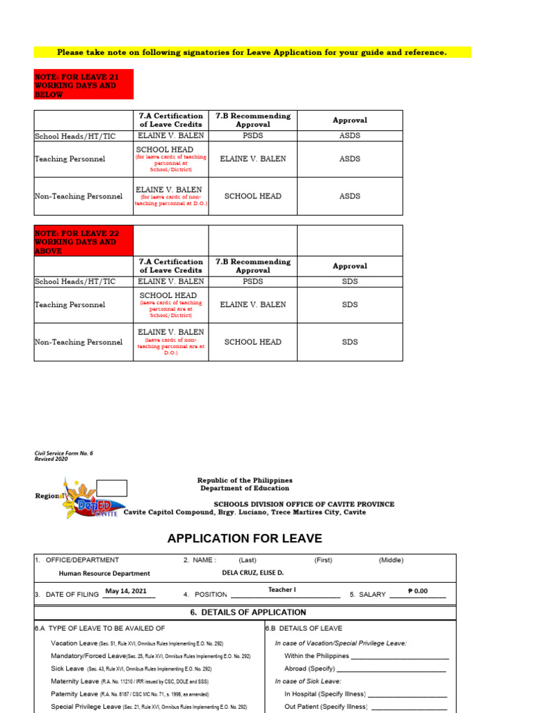 CSC Form 6 - Revised 2021 1 | PDF | Sick Leave | Parental Leave