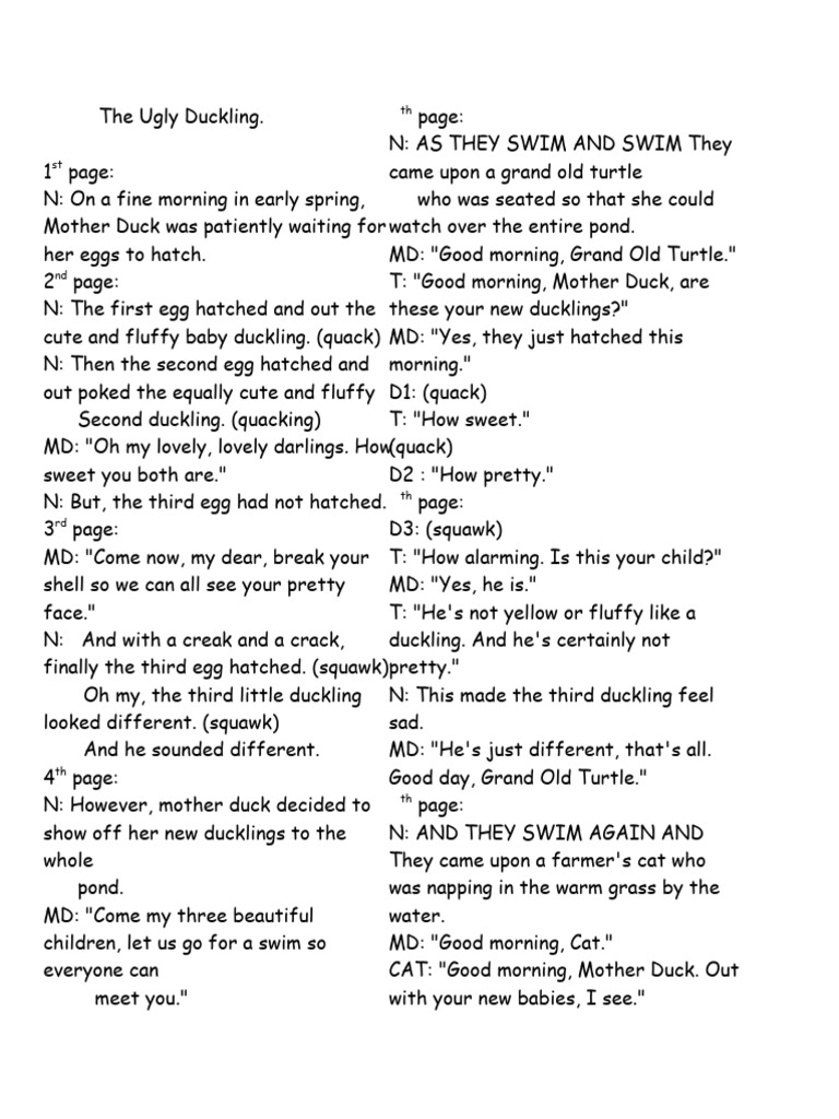 The Ugly Duckling Print | PDF | Duck