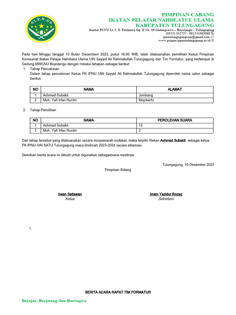 Contoh Pengajuan SP Ipnu | PDF
