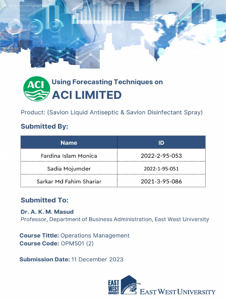 ACI Forecasting Analysis Report | PDF | Forecasting | Time Series