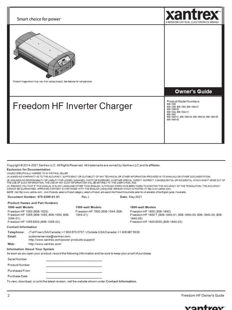 975 0390 01 01 - Rev JFreedom HF Owners Guide - ENG | PDF | Battery ...