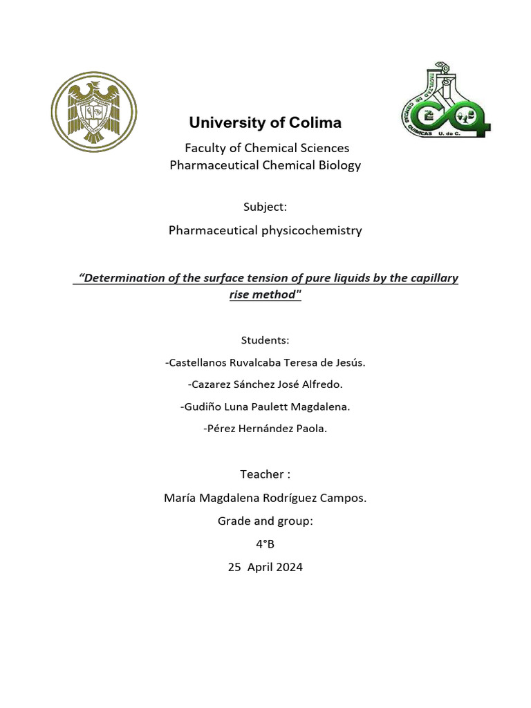 Lab report_Surface Tension | PDF | Surface Tension | Liquids