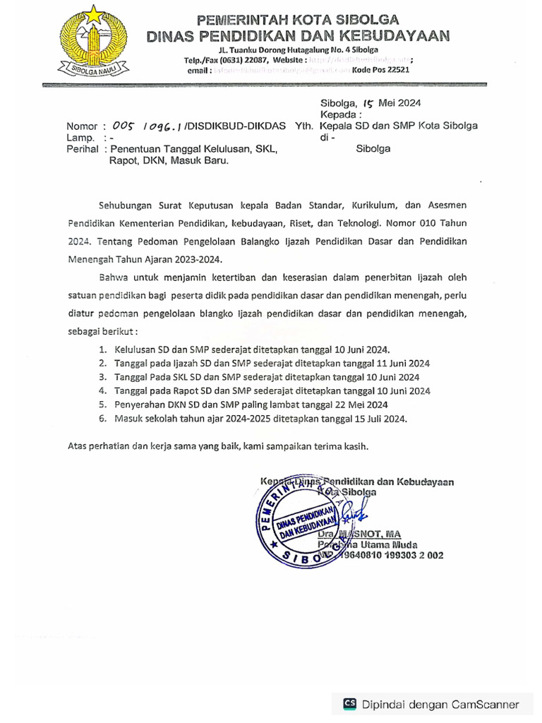 Revisi Penentuan Tanggal Kelulusan, SKL, Rapot, DKN, Masuk Sekolah | PDF