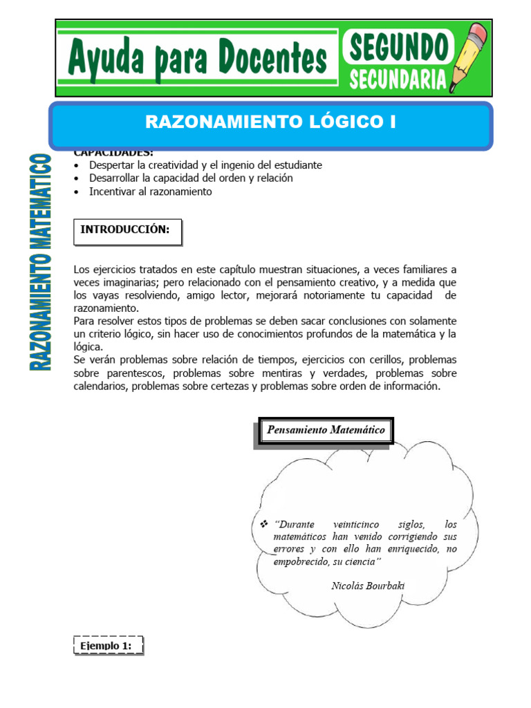 Razonamiento Logico I para Segundo de Secundaria | PDF