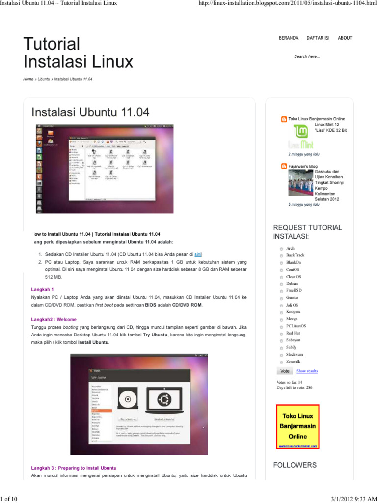Instalasi Ubuntu 11.04 Tutorial Instalasi Linux PDF | PDF
