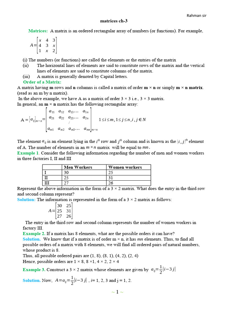 Matrices CH 3 | PDF | Matrix (Mathematics) | Functional Analysis