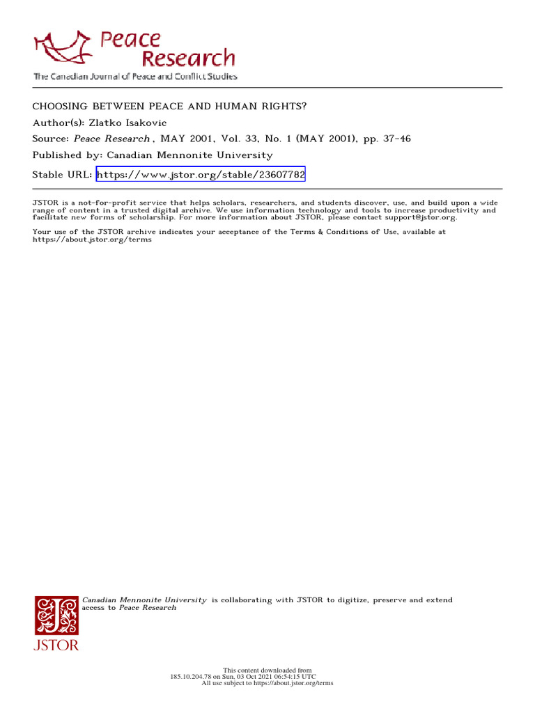 Isakovic 2001 | PDF | Human Rights | Rights