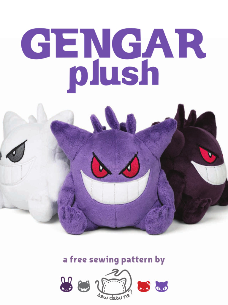 Free Gengar Plush Sewing Pattern | PDF | Sewing | Seam (Sewing)