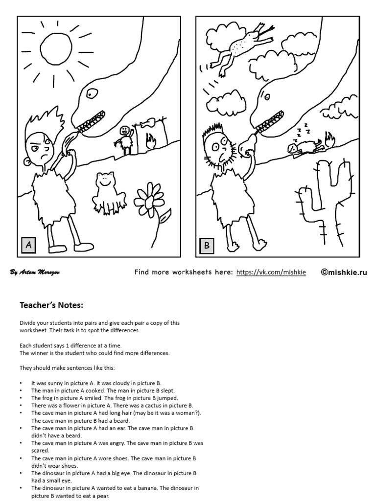 Spot the Differences Worksheet Activity | PDF