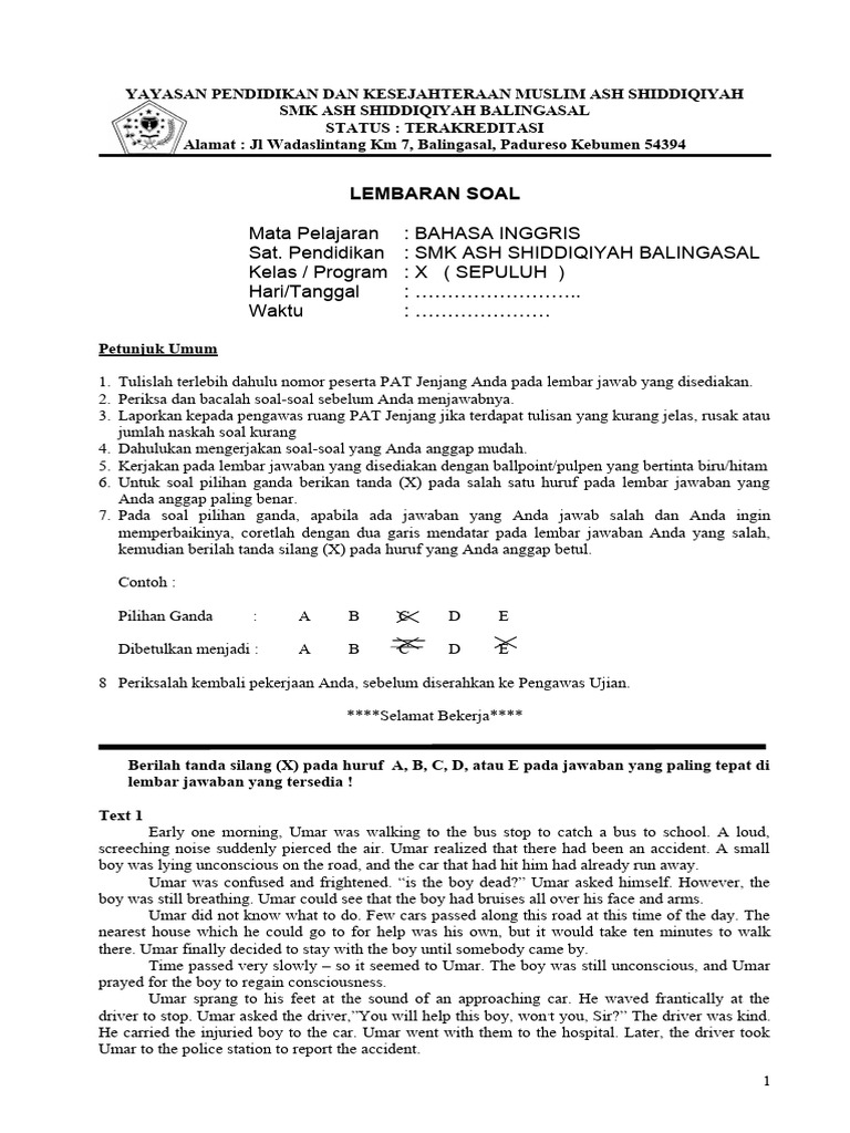 Soal Kelas X Pat 2024 | PDF