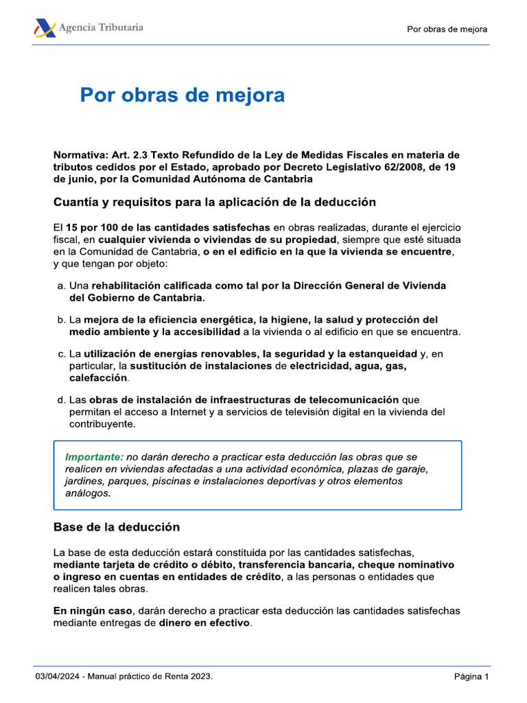 Manual IRPF Deducciones 2023 | PDF