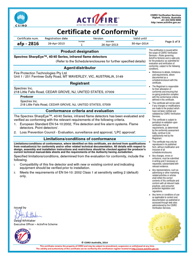 Spectrex Sharpeye - 40 - 40 | PDF