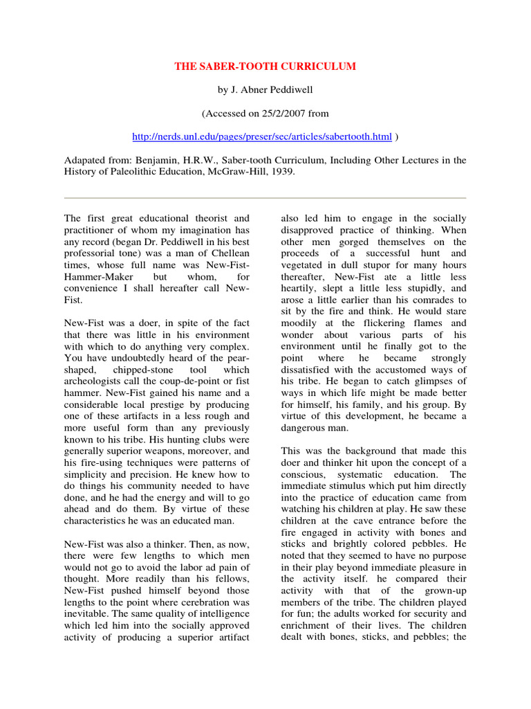 Sabertooth Curriculum | PDF