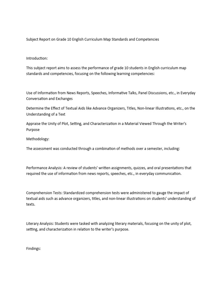 Subject Report in English | Download Free PDF | Reading Comprehension ...