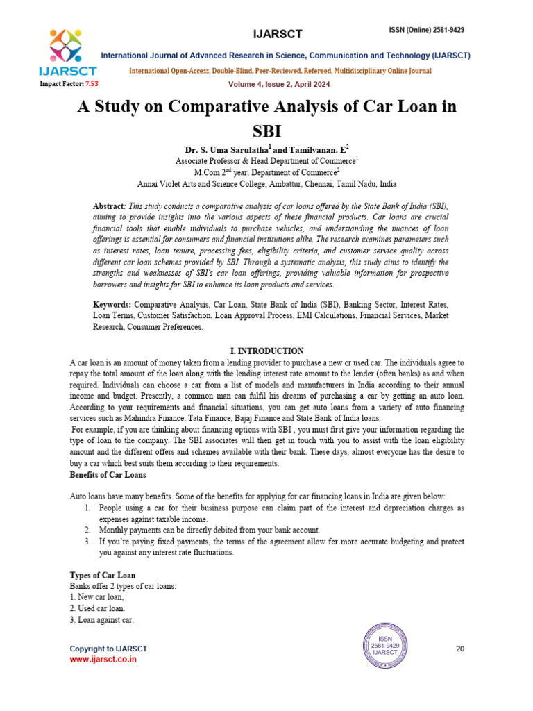 Comparative Analysis of Car Loan | PDF | Loans | Banks