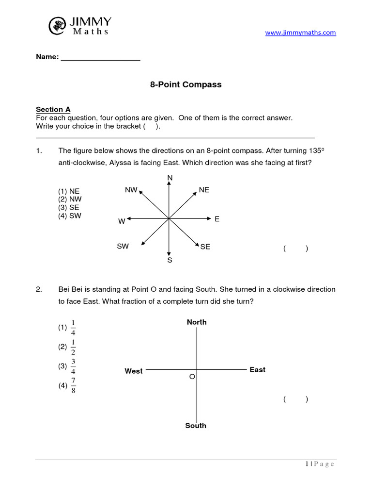 8-Point Compass Worksheet | PDF | Navigation | Space