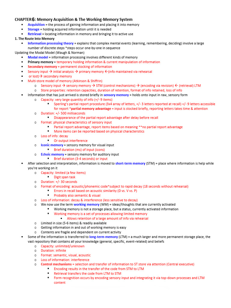 CHAPTER 5: Memory Acquisition & The Working-Memory System: Secondary Memory Permanent Stocking ...