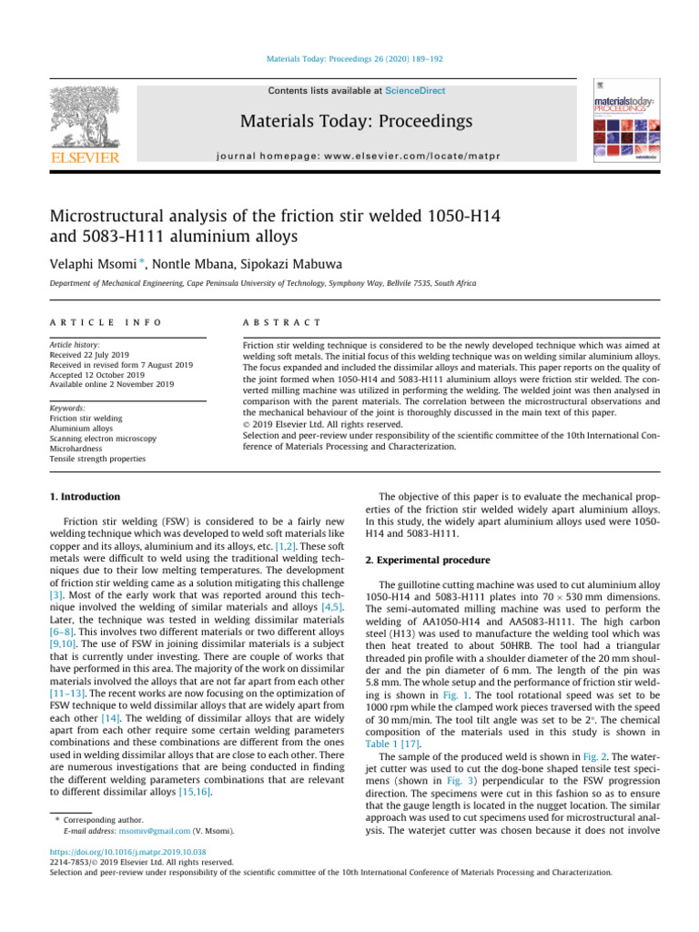 Microstructural Analysis Friction Stir Welded | PDF | Ultimate Tensile Strength | Ductility