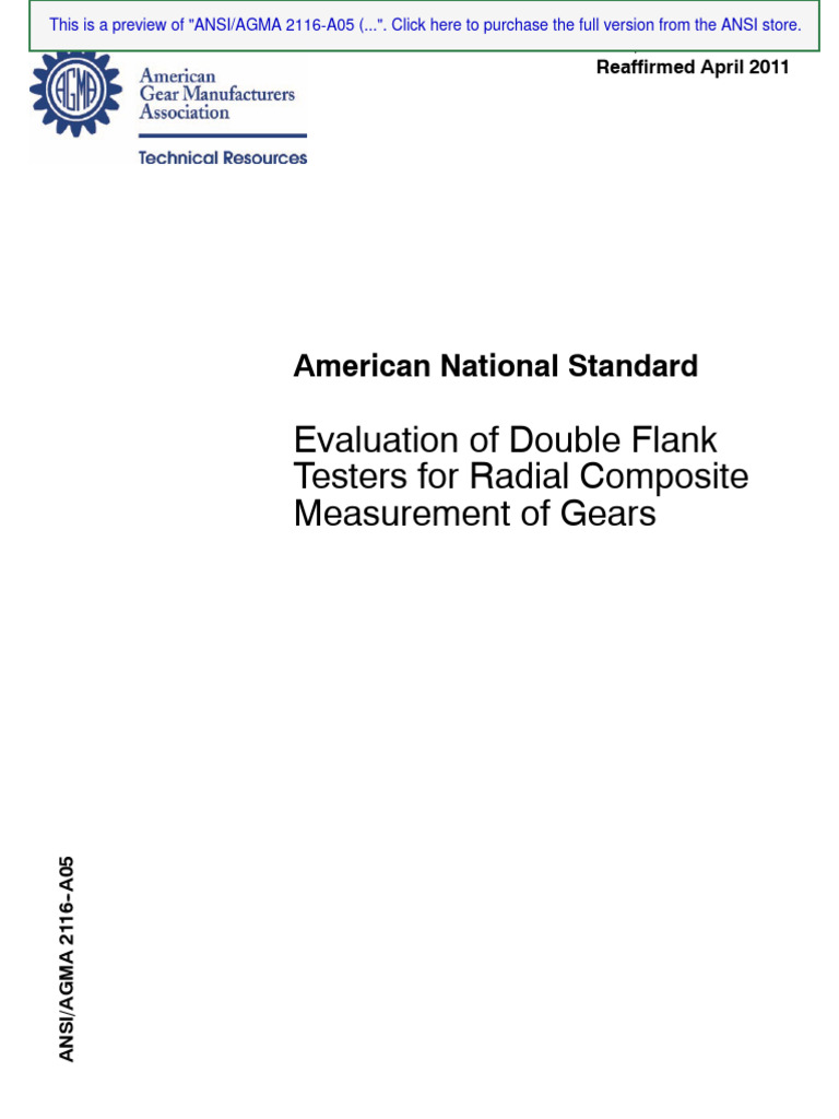 Preview ANSI+AGMA+2116-A05+ (R2011) | PDF | Calibration | Gear