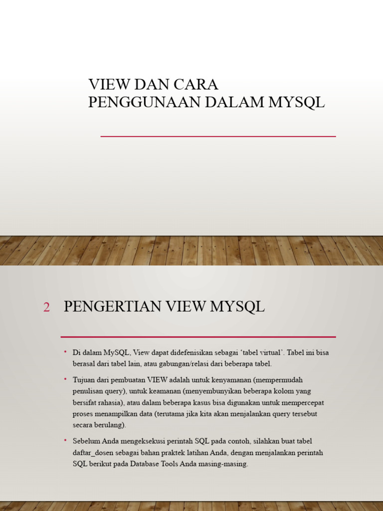 9 VIEW Dan Cara Penggunaan Dalam MySQL | PDF | Metode & Bahan Ajar | Komputer