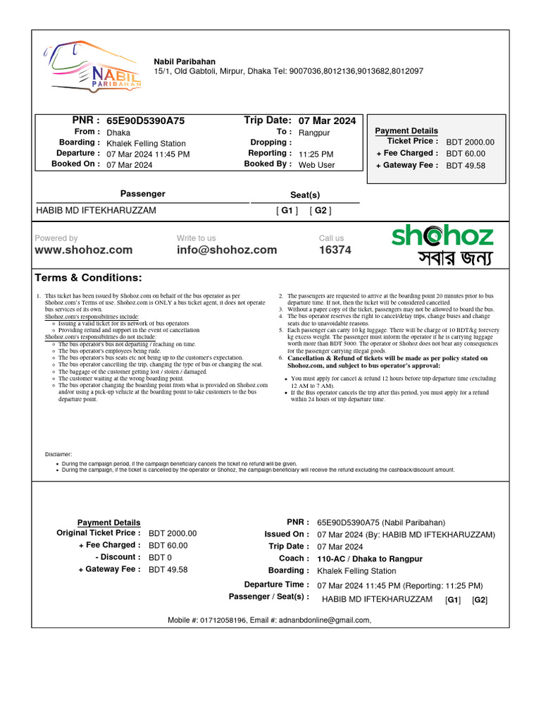 TICKET202403070644081984327 | PDF | Bus | Fee