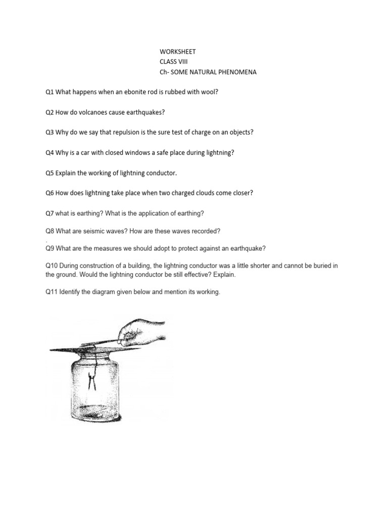 Class 8 Worksheet on Natural Phenomena | PDF
