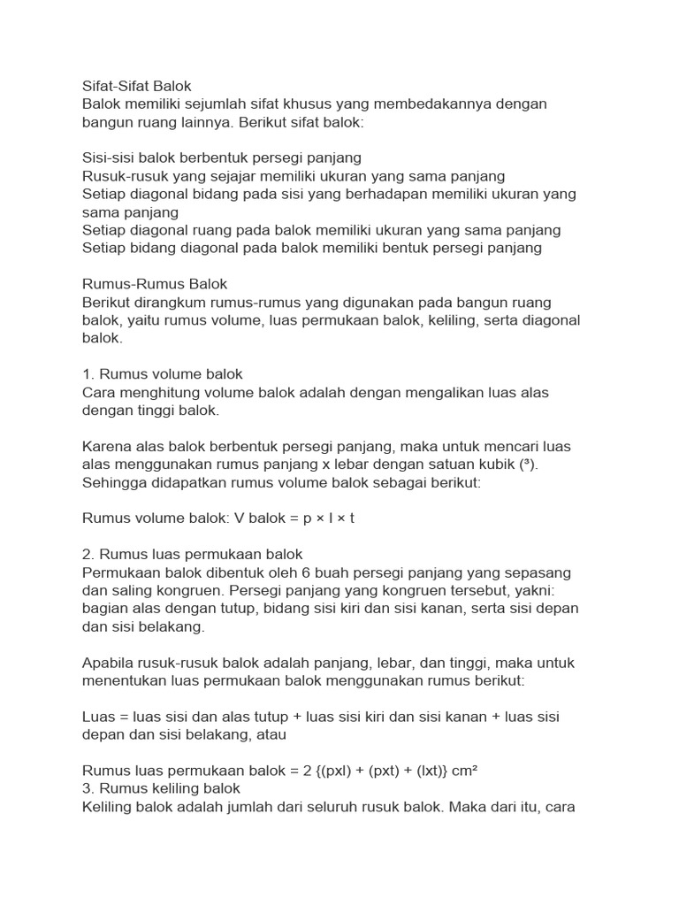 Rumus Balok | PDF | Metode & Bahan Ajar | Seni