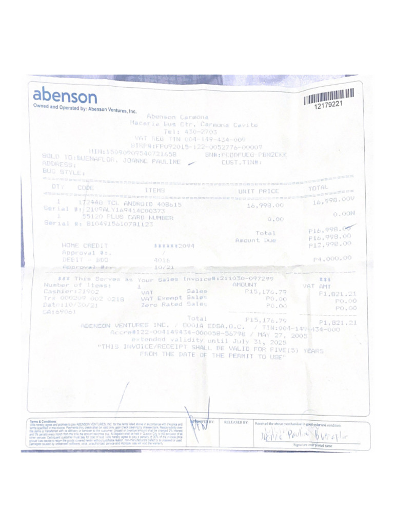 TCL TV Receipt | PDF