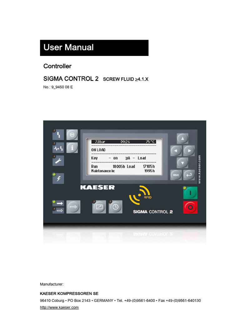 Kaeser Sigma Control 2 Screw Fluid 4.1.X 9 - 9450 - 08e | PDF | Menu ...