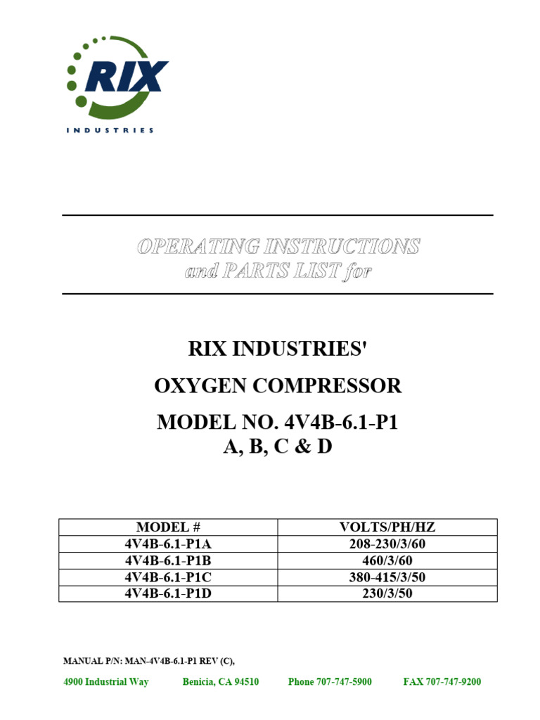 Rix 4v4b-6.1-p1 A, B, C, D Manual (C) | PDF | Piston | Leak