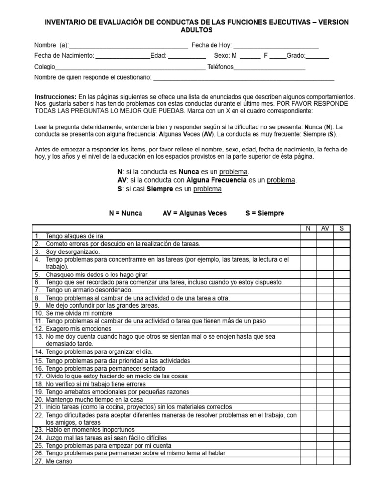 Evaluación de Conductas Ejecutivas | PDF | Crecimiento personal y ...