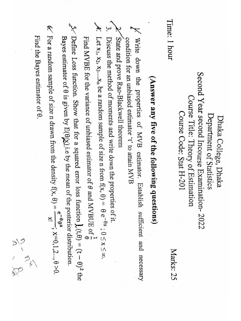 2nd Incourse Dhaka College 2022 | PDF