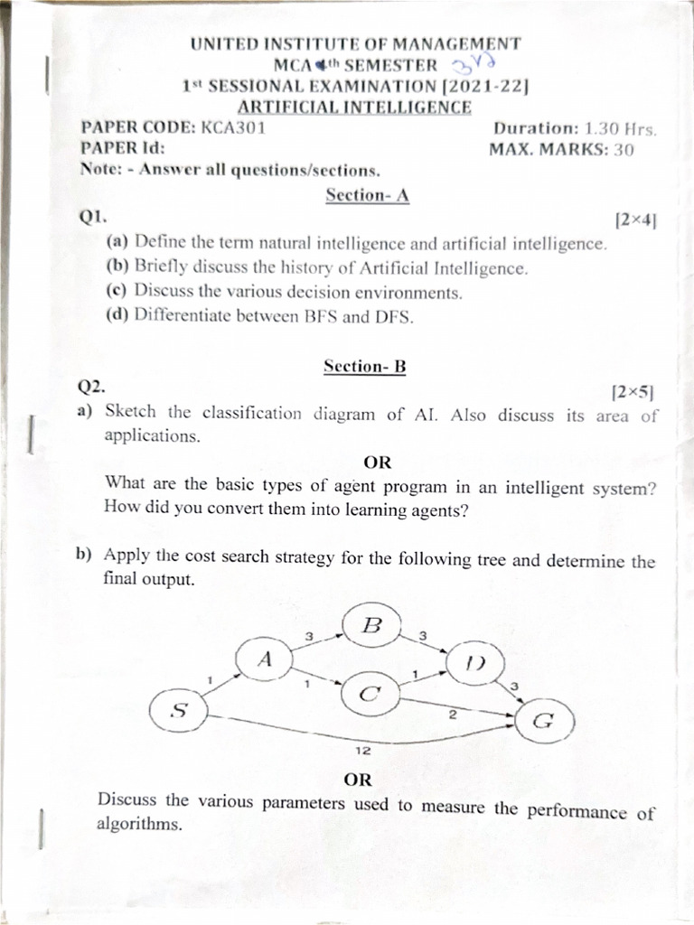 Sessional Paper 3rd Semester - 1 | PDF