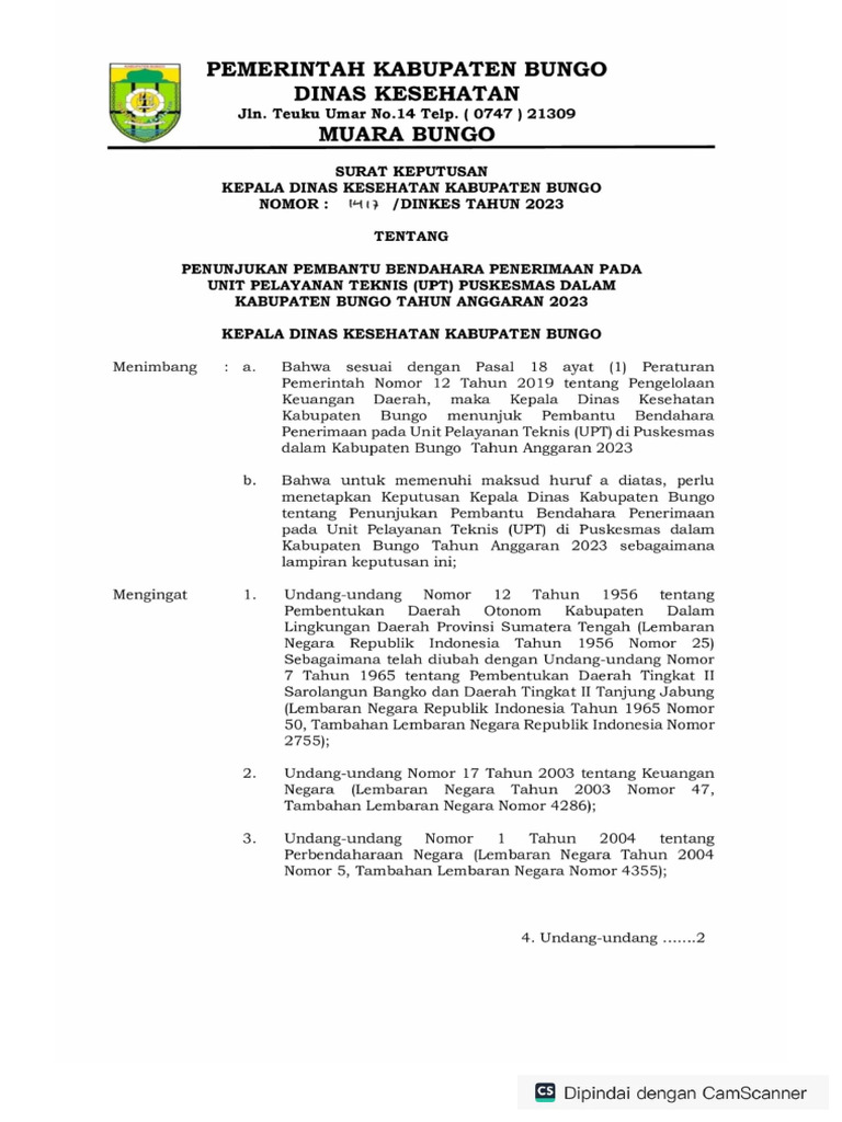 151 SK Pembantu Bendahara Penerimaan 2023 | PDF