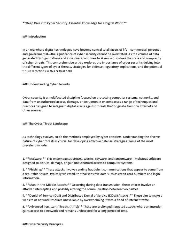 Deep Dive Into Cyber Security | PDF | Information Security | Computer ...