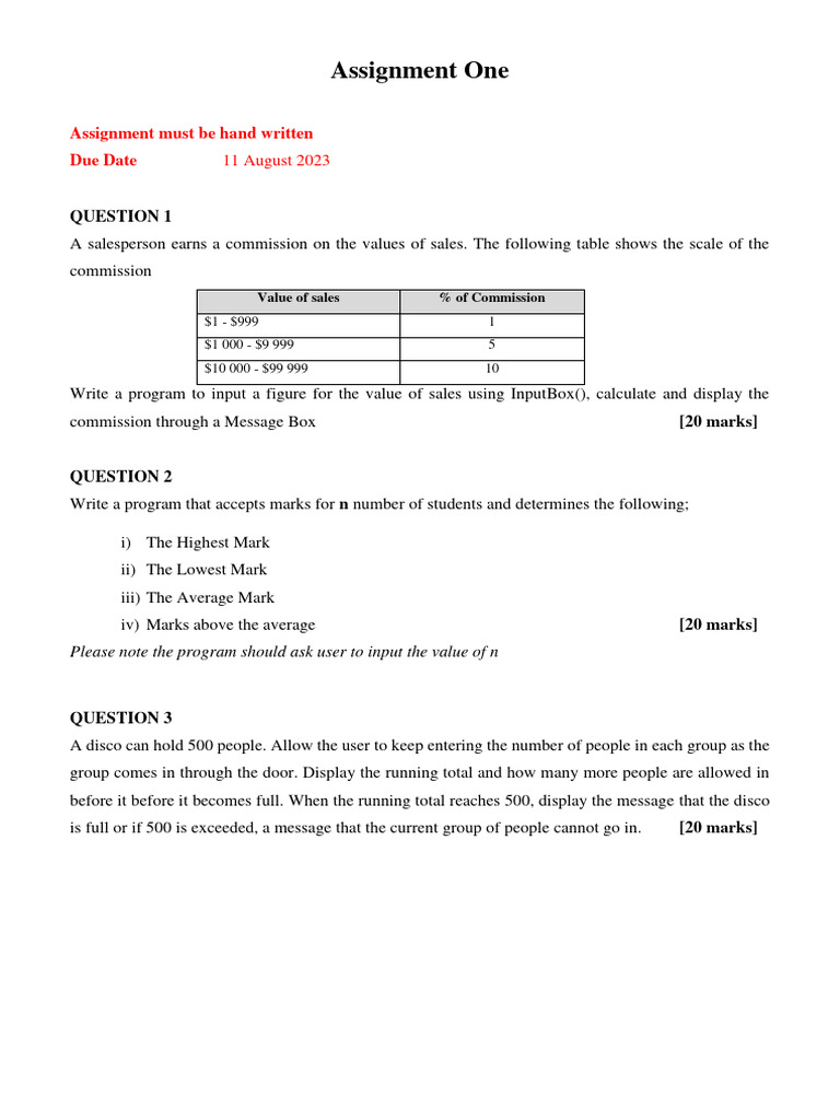 Assignments - Oct 2023 | PDF | Text File | Computing